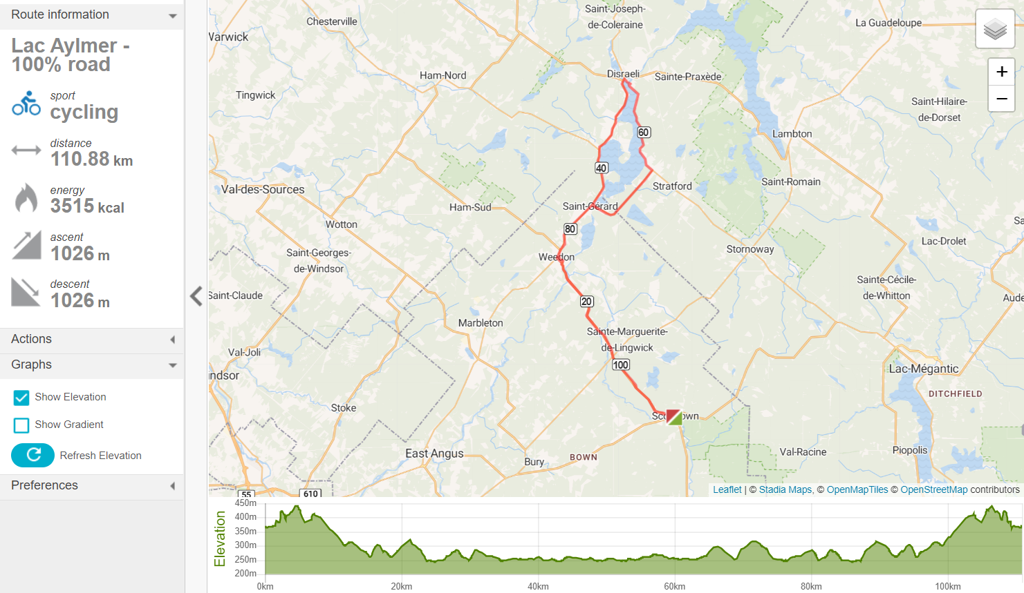 Lac Aylmer: A. 100% route OU B. Gravel – Richard Shearmur